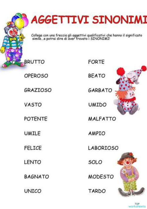 AGGETTIVI 24 COLLEGA. Scheda interattiva | TopWorksheets