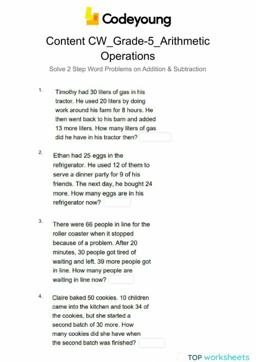 Content-CW-Solve 2 Step Word Problems on Addition & Subtraction ...