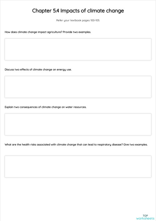 Chapter 5.4 Impacts of climate change. Interactive worksheet ...