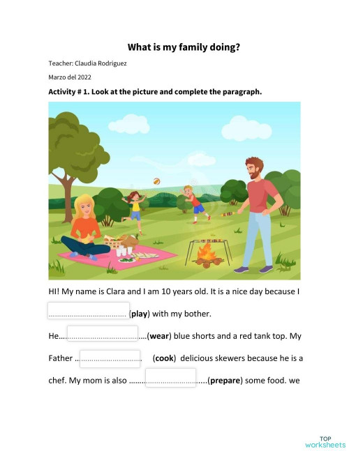 MY family is doing. Interactive worksheet | TopWorksheets