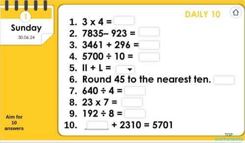 5 A Day: interactive worksheets and online exercises | TopWorksheets