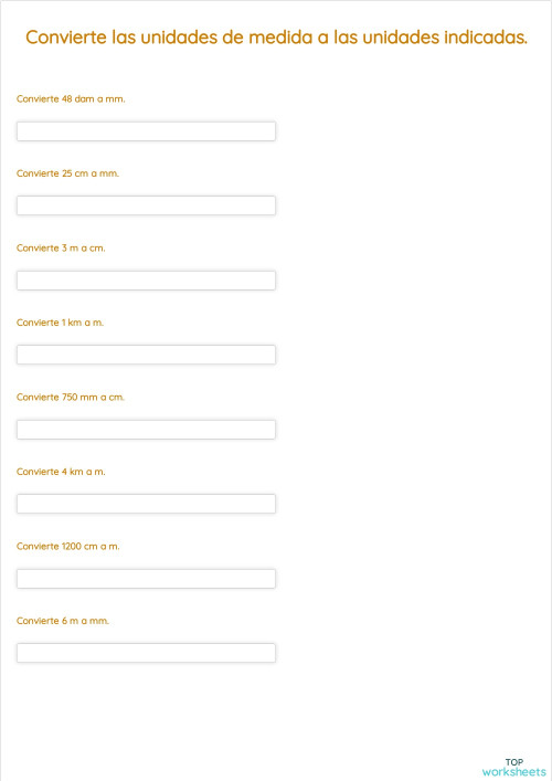 Convierte las unidades de medida a las unidades indicadas.. Ficha ...