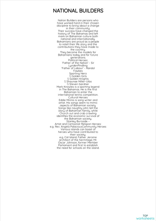 NATIONAL BUILDERS. Interactive worksheet | TopWorksheets