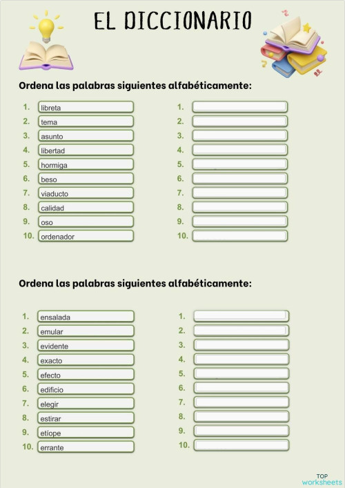 EL DICCIONARIO 1. Ficha interactiva | TopWorksheets