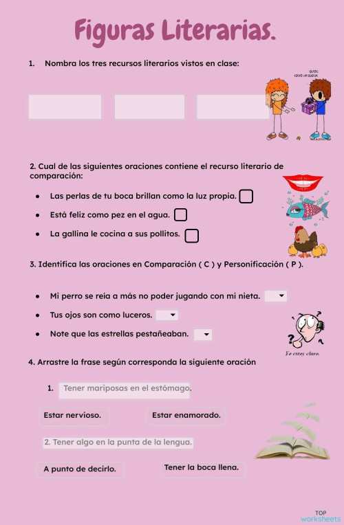 ficha lenguaje figurado. Ficha interactiva | TopWorksheets