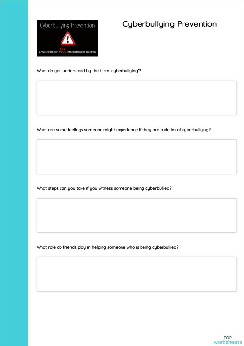 Cyberbullying Prevention. Interactive worksheet | TopWorksheets