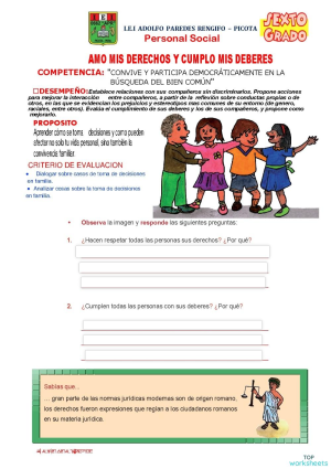 AMO MIS DERECHOS Y CUMPLO MIS DEBERES . Ficha interactiva | TopWorksheets