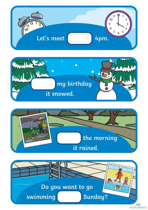Preposition of Time. Interactive worksheet | TopWorksheets
