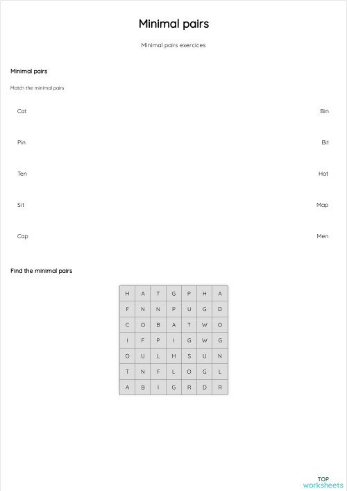 Minimal pairs. Interactive worksheet | TopWorksheets