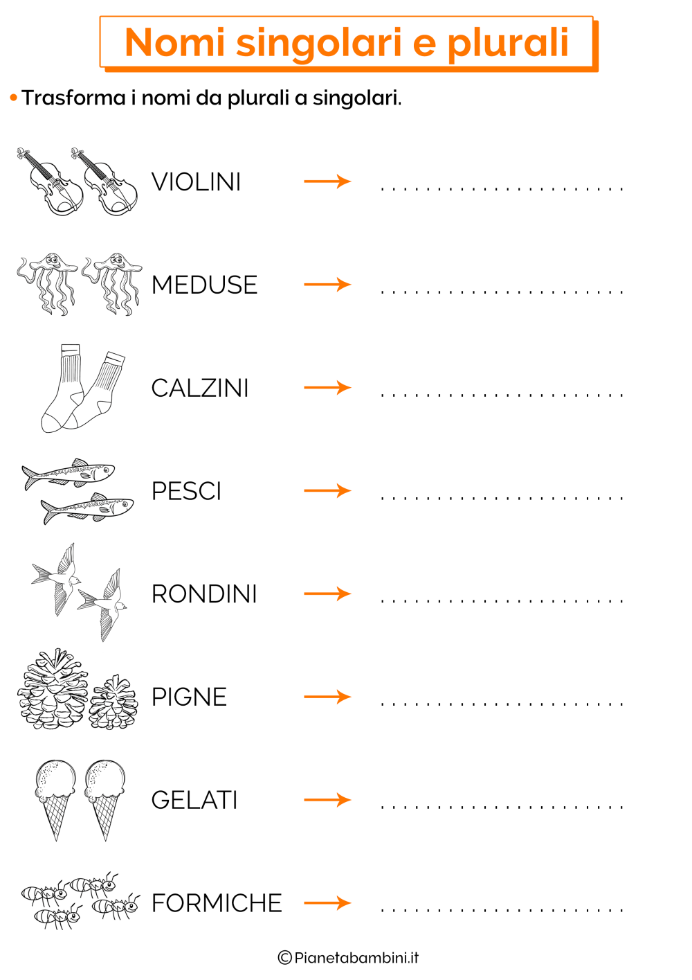 SIngolari e Plurali. Scheda interattiva | TopWorksheets