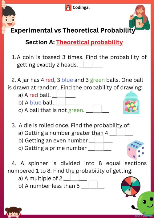 M_G07M20L67_WE01_Experimental vs Theoretical Probability. Interactive worksheet | TopWorksheets
