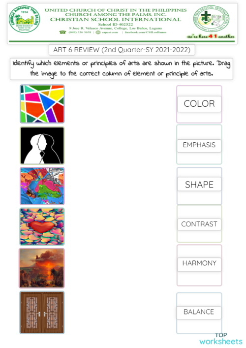 CSI2NDQTR_ARTS6_Elements&PrinciplesofArts_Worksheet. Interactive ...