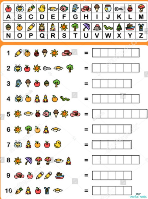 Complete with alphabet. Interactive worksheet | TopWorksheets