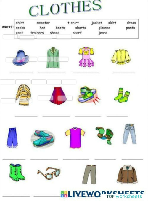 Clothes. Interactive worksheet | TopWorksheets