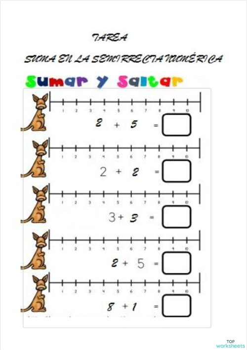 SUMA EN LA SEMIRRECTA NUMÉRICA. Ficha interactiva | TopWorksheets