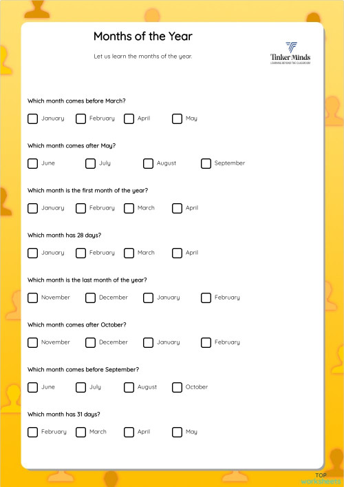 Months of the Year. Interactive worksheet | TopWorksheets