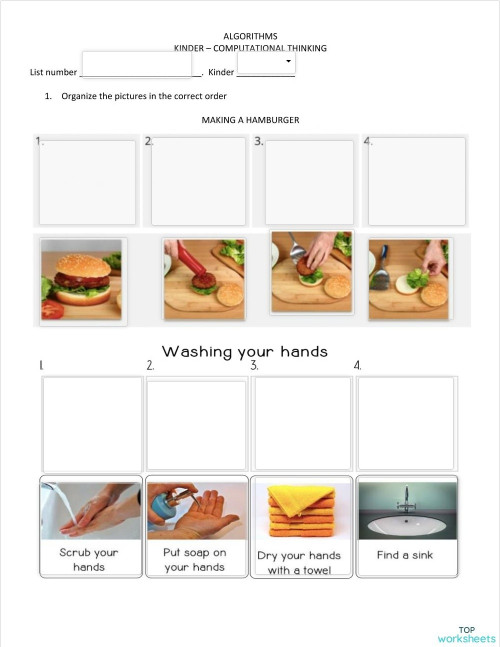 KINDER ALGORITHMS. Interactive worksheet | TopWorksheets