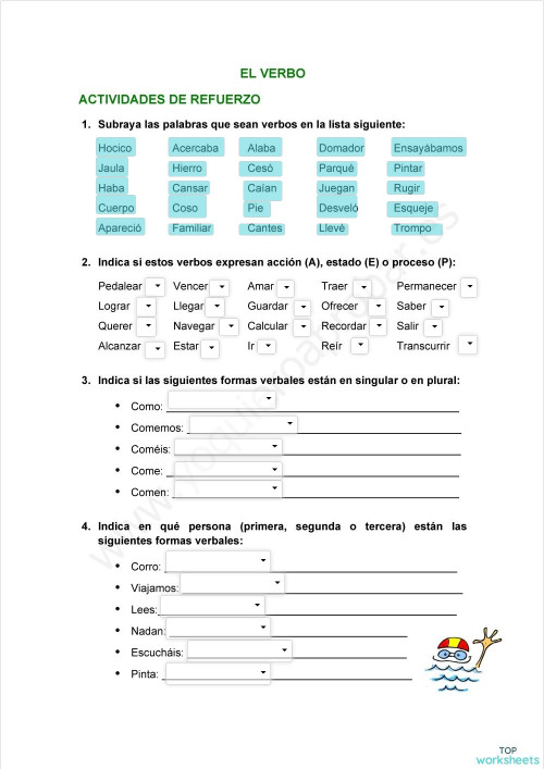 Categorías Gramaticales. Ficha interactiva | TopWorksheets