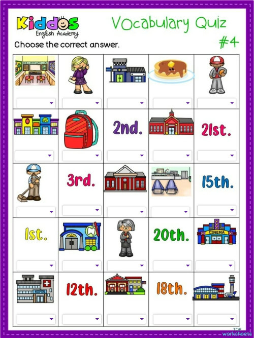 Vocabulary Quiz #4. Interactive worksheet | TopWorksheets