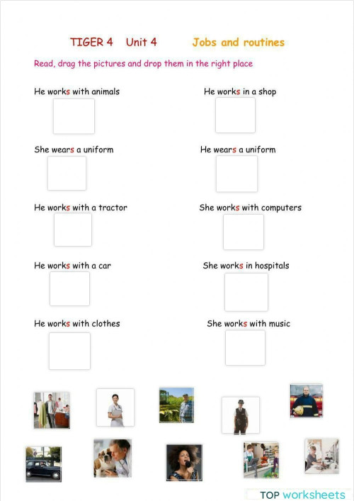 Jobs Tiger 4 Unit 4. Interactive worksheet | TopWorksheets