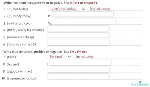am not - is not - are not. Interactive worksheet | TopWorksheets