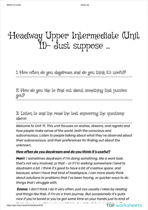 Headway Upper Intermediate, unit 11. Interactive worksheet | TopWorksheets