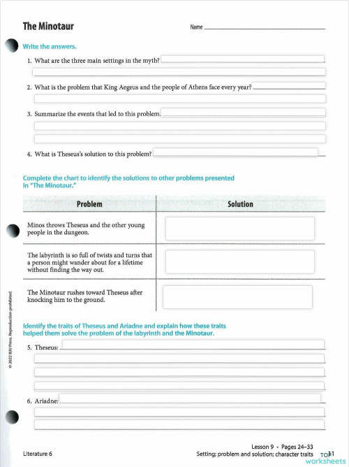 The Minotaur Pg 11. Interactive worksheet | TopWorksheets