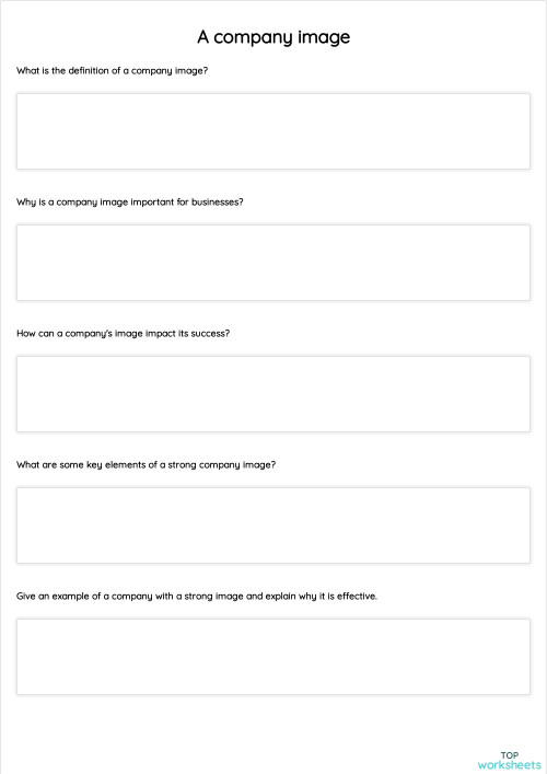 A company image. Interactive worksheet | TopWorksheets