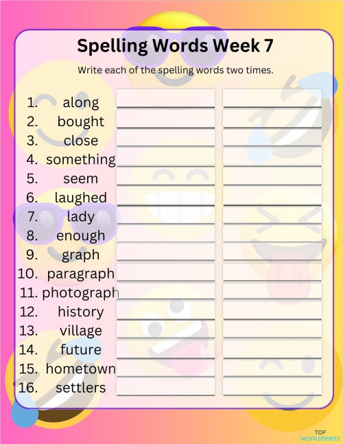 Spelling Words 7.1. Interactive worksheet | TopWorksheets