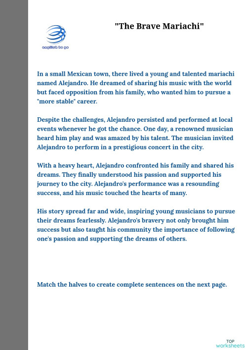 "The Brave Mariachi". Ficha interactiva | TopWorksheets