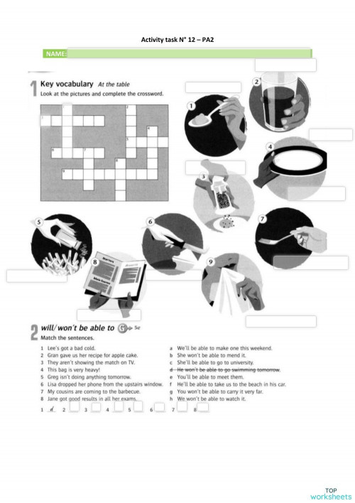 Activity task PA2. Interactive worksheet | TopWorksheets