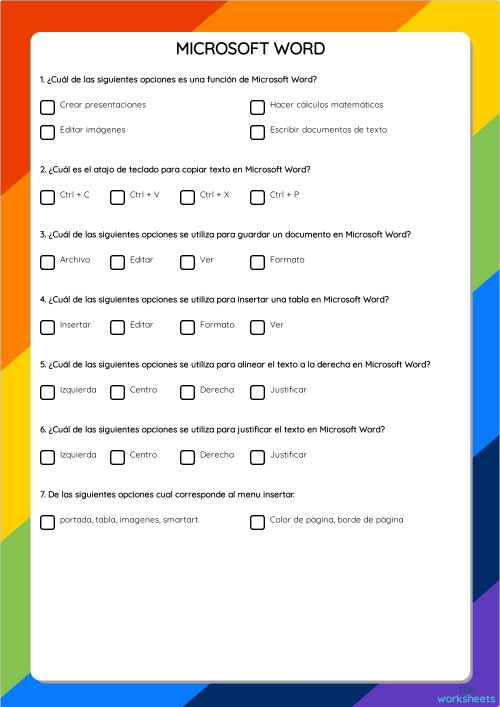 MICROSOFT WORD. Ficha interactiva | TopWorksheets