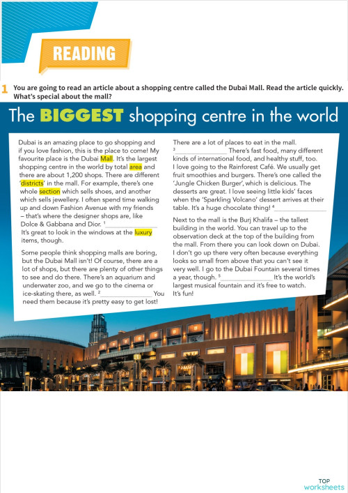 UNIT 1 READING. Interactive worksheet | TopWorksheets