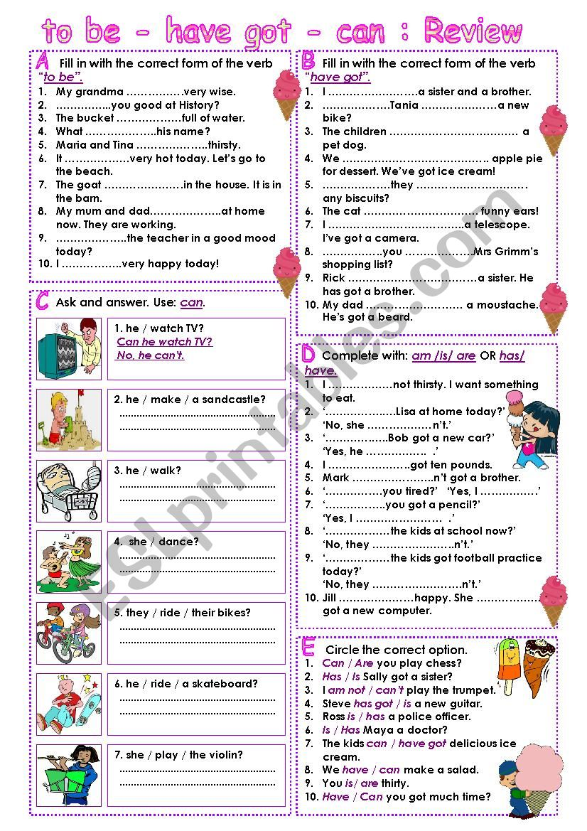TO BE - HAVE GOT - CAN. Interactive worksheet | TopWorksheets