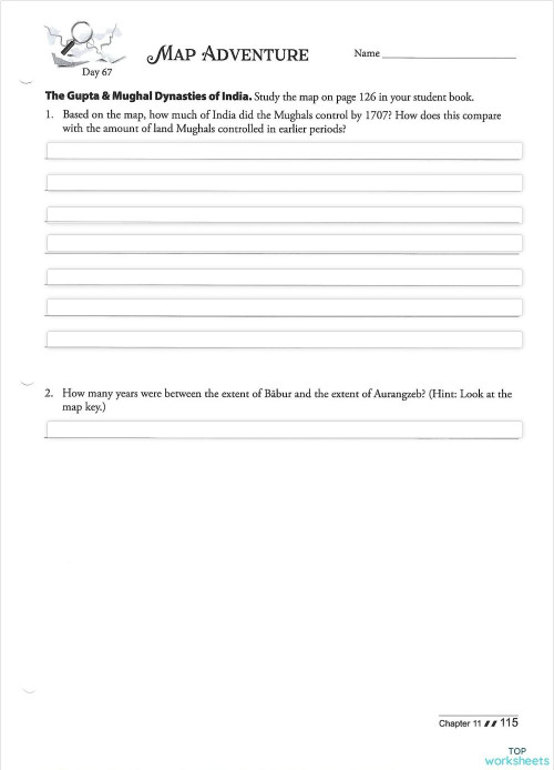 Chapter 11: Map Adventure Pg 115-116. Interactive worksheet | TopWorksheets
