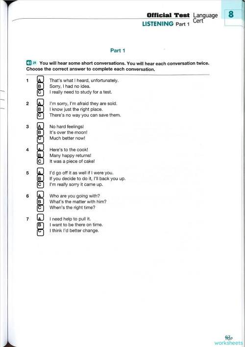 Language Cert B2 Listening Exam. Interactive worksheet | TopWorksheets