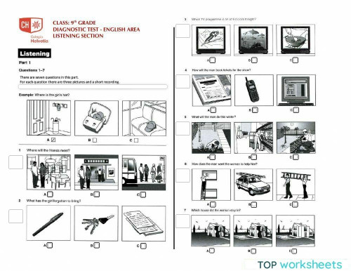 Entry Test Listening Compr Grade 9 Interactive Worksheet
