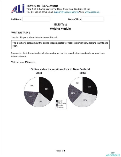 Feb 2025_IELTS Writing Test. Interactive worksheet | TopWorksheets
