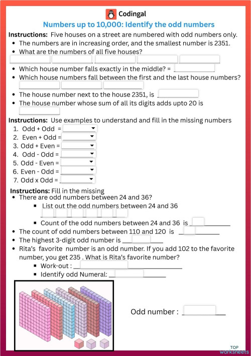 M_G03M03L05_WE02_Identify_odd_numbers_6. Interactive worksheet | TopWorksheets