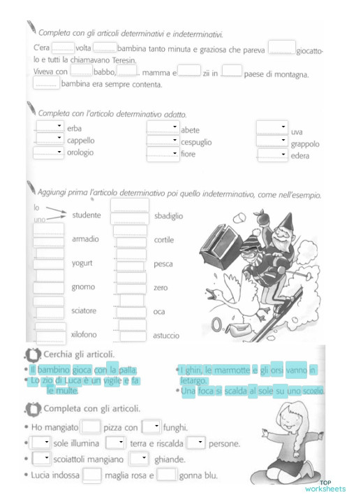 GLI ARTICOLI 1. Scheda interattiva | TopWorksheets