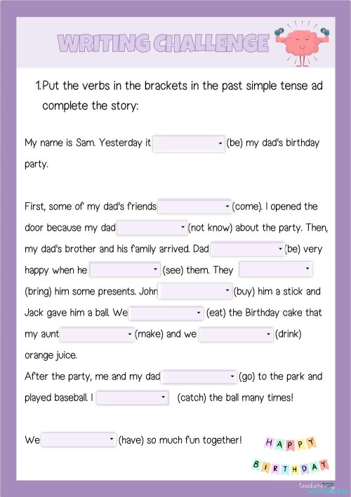Writing challenge- physical appearance. Interactive worksheet | TopWorksheets