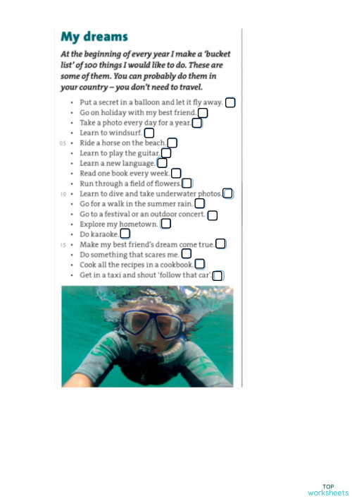 My dreams, elementary unit 11b. Interactive worksheet | TopWorksheets
