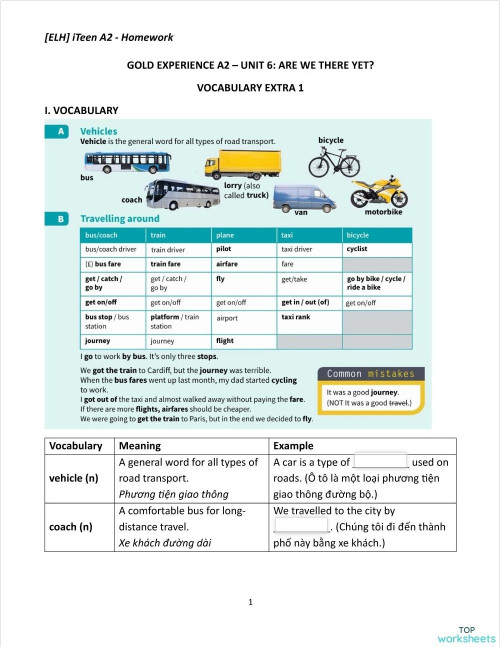 Lesson 18 - Vocabulary Extra. Interactive worksheet | TopWorksheets
