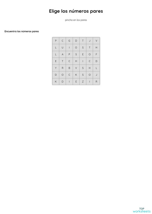 Elige Los Números Pares Ficha Interactiva Topworksheets
