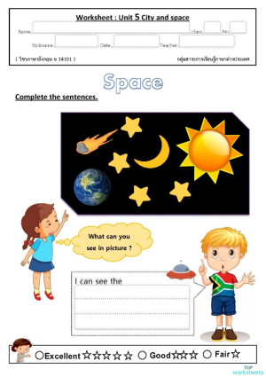 P.4 Unit 5 City and Space : Space ใบงานเชิงโต้ตอบ | TopWorksheets