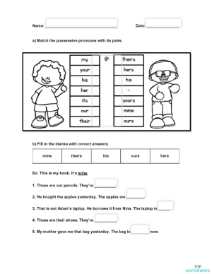 Possessive Pronouns. Interactive worksheet | TopWorksheets