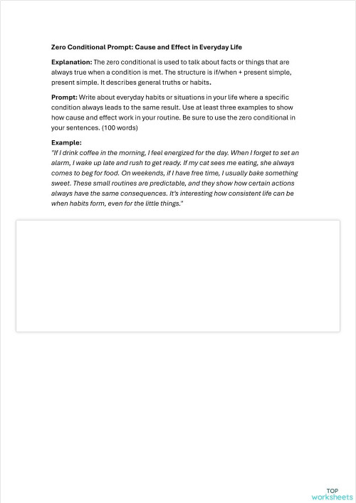 Conditionals type 1/0 Writing. Interactive worksheet | TopWorksheets