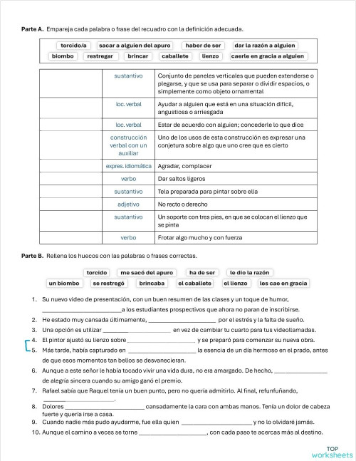 TL - Book 1 - Chapter 6. Ficha interactiva | TopWorksheets
