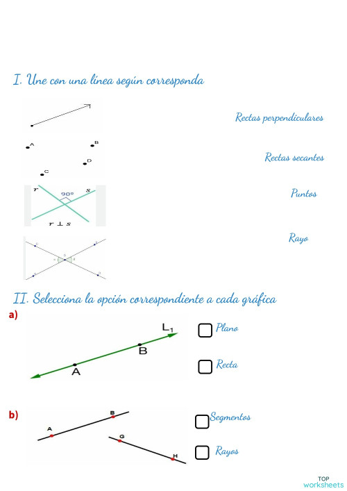 elementos de la geometría. Ficha interactiva | TopWorksheets