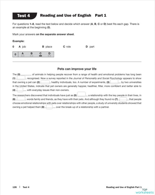 USE OF ENGLISH 5TH. Interactive worksheet | TopWorksheets